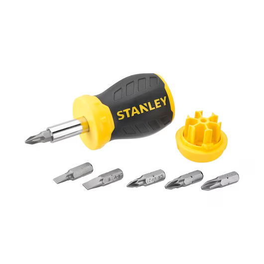 STANLEY STUBBY MULTI-BIT RATCHETING SCREWDRIVER WITH 6 BITS